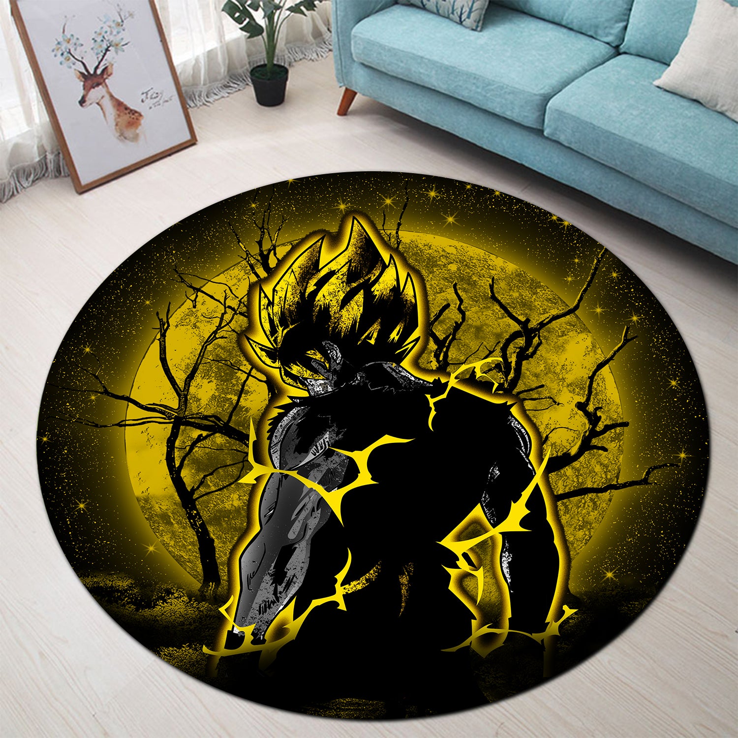 Goku Super Saiyan Moonlight Round Carpet Rug Bedroom Livingroom Home ...