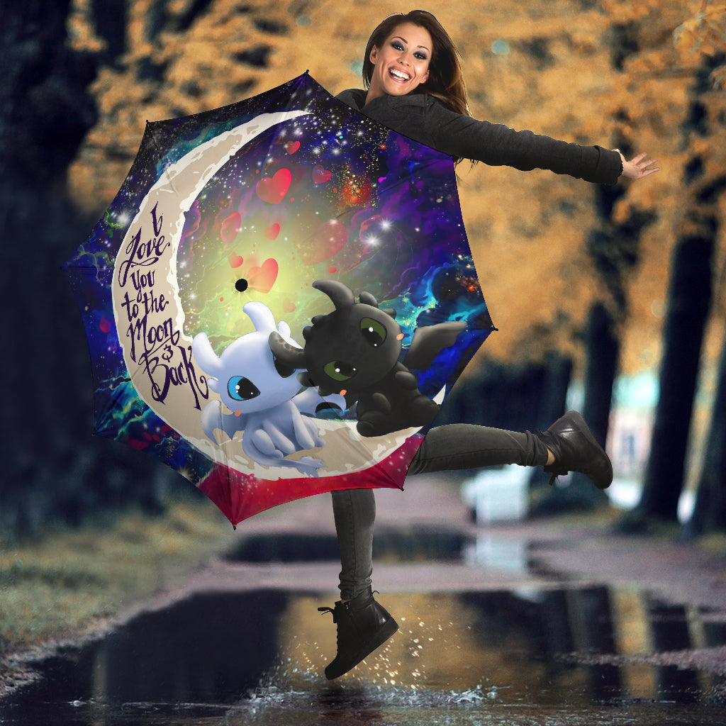 Toothless Light Fury Night Fury Love You To The Moon Galaxy Umbrella ...